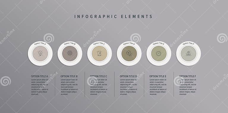 Business Process Chart Infographics with 6 Step Circles. Round Workflow ...