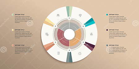 Business Process Chart Infographics with 6 Step Circles. Round Workflow ...