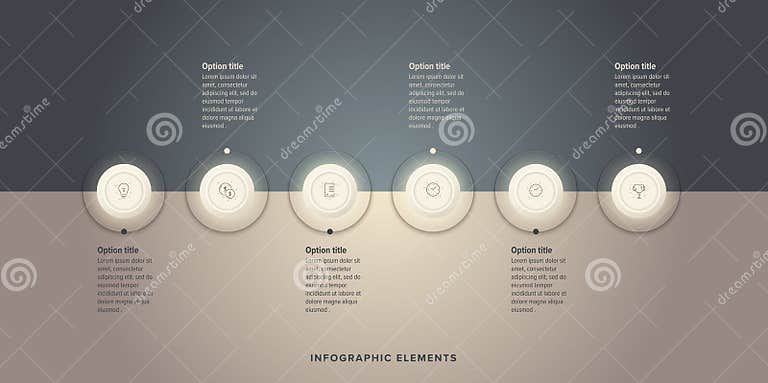 Business Process Chart Infographics with 6 Step Circles. Round Workflow ...
