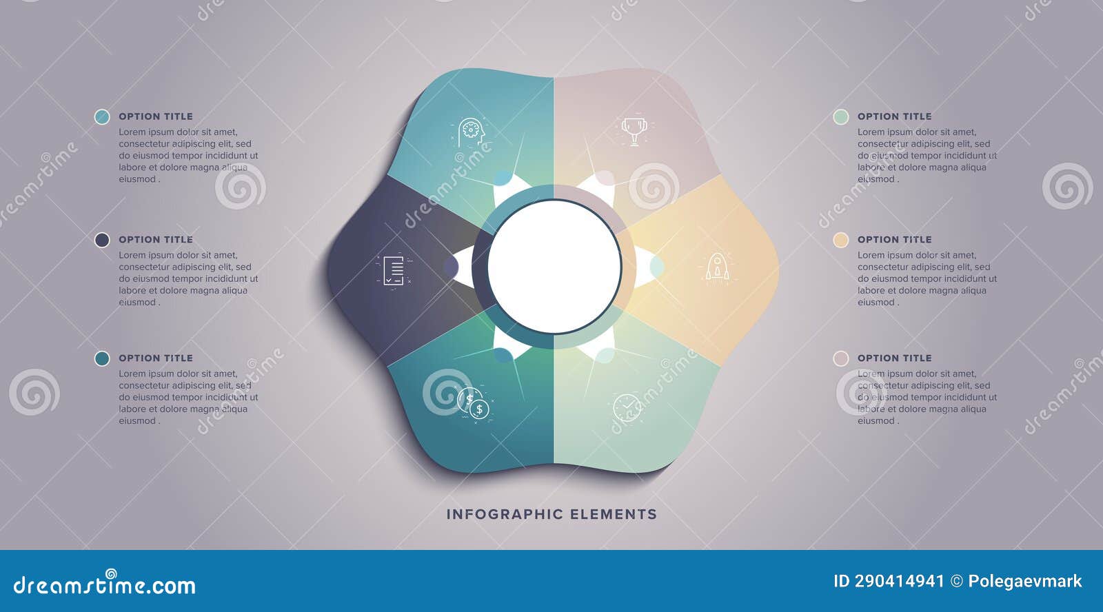 Business Process Chart Infographics with 6 Step Circles. Round Workflow ...
