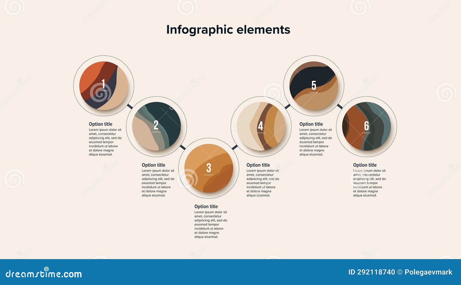 Business Process Chart Infographics with 6 Step Circles. Round Workflow ...