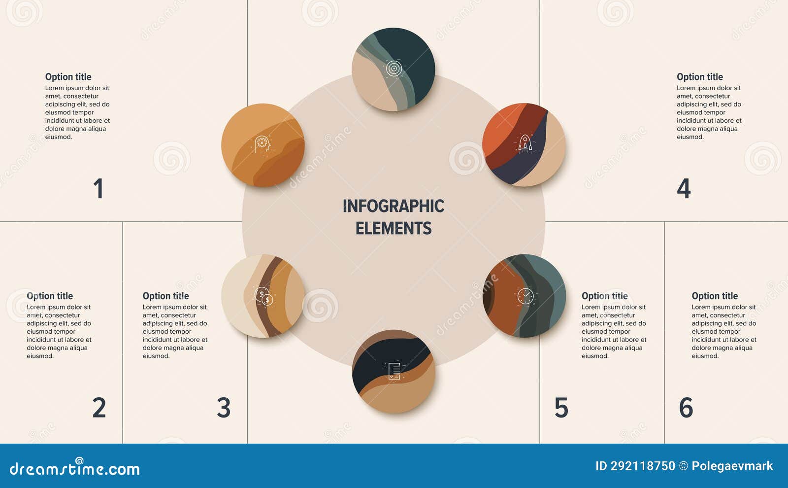 Business Process Chart Infographics with 6 Step Circles. Round Workflow ...