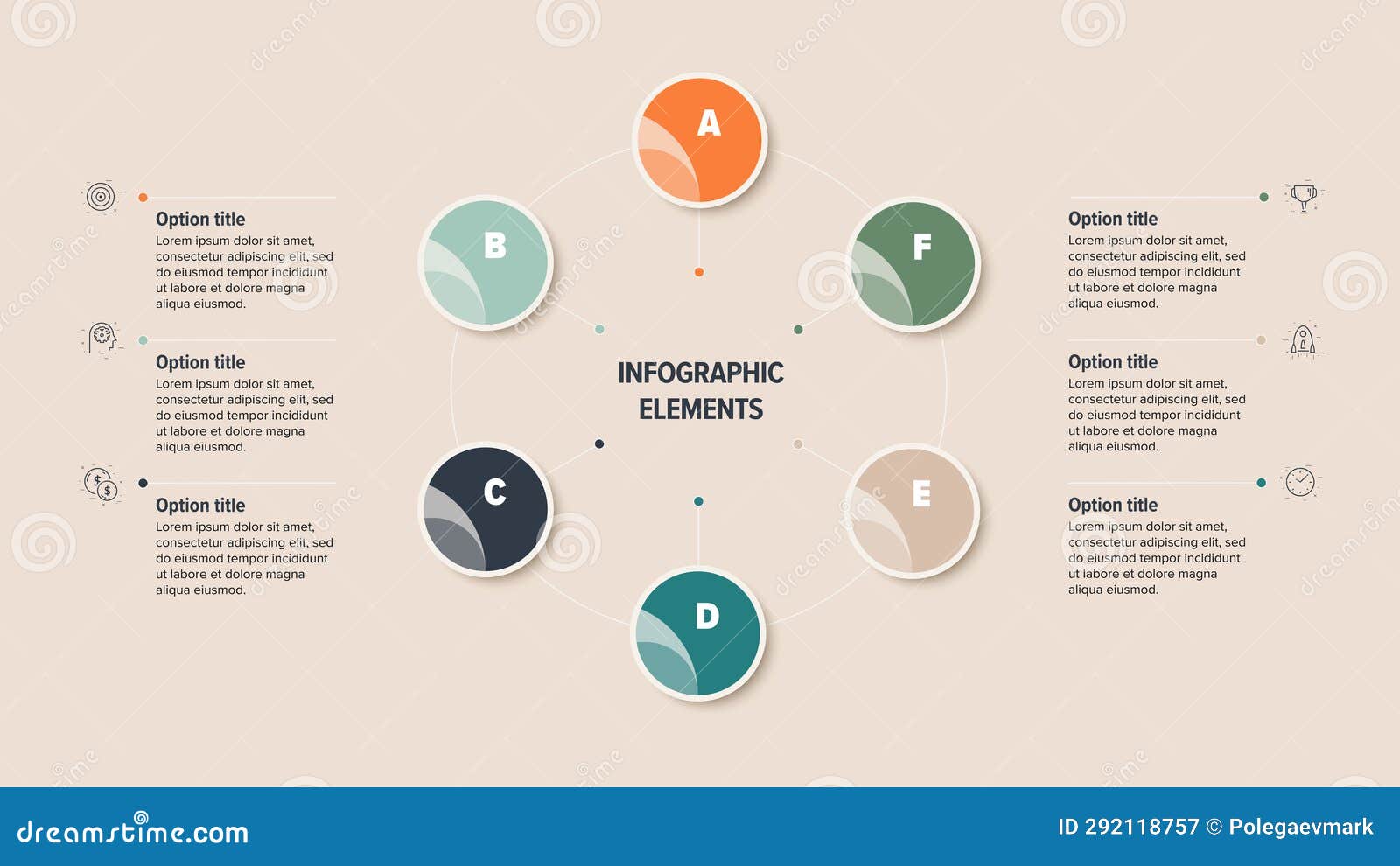 Business Process Chart Infographics with 6 Step Circles. Round Workflow ...