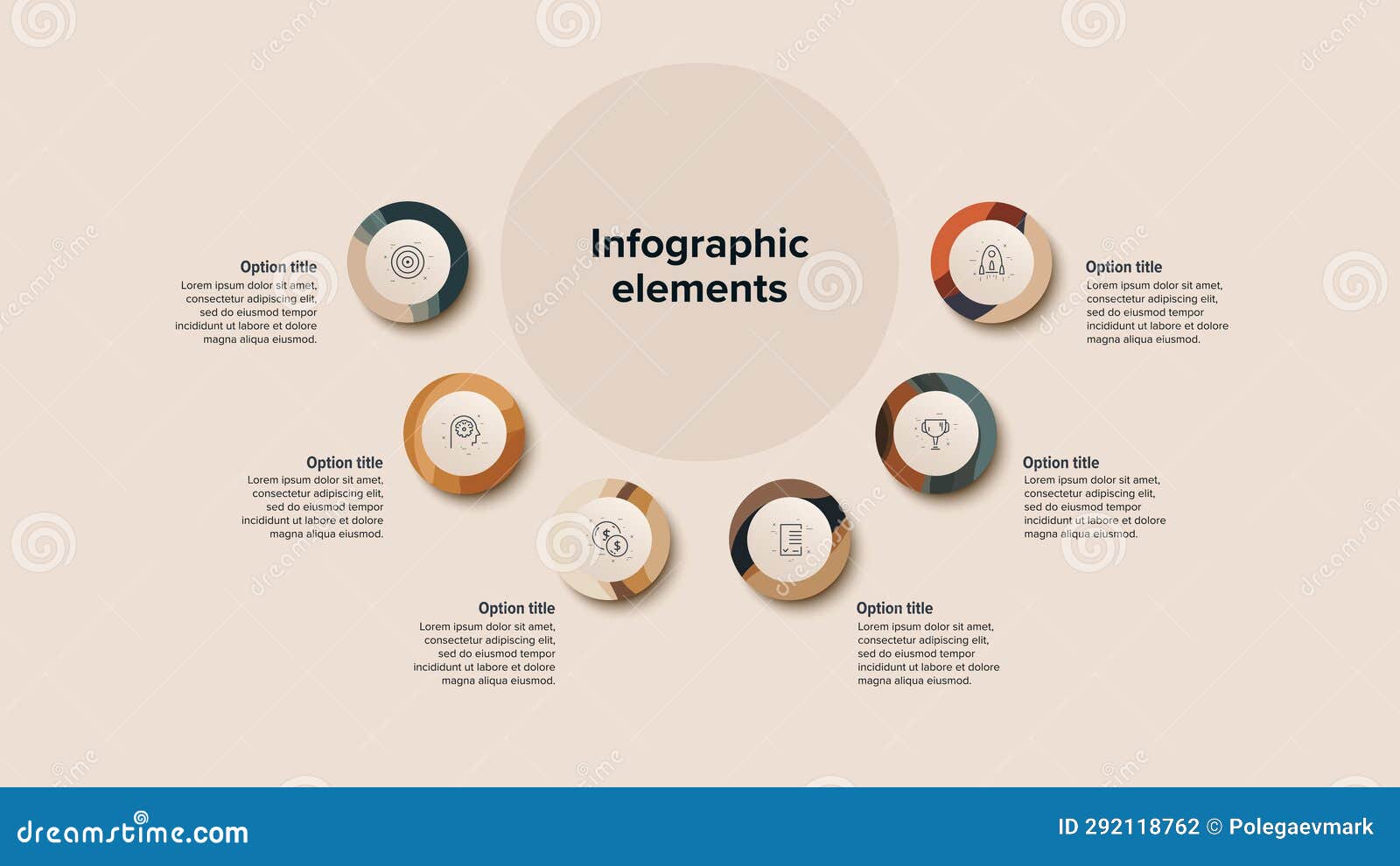 Business Process Chart Infographics with 6 Step Circles. Round Workflow ...