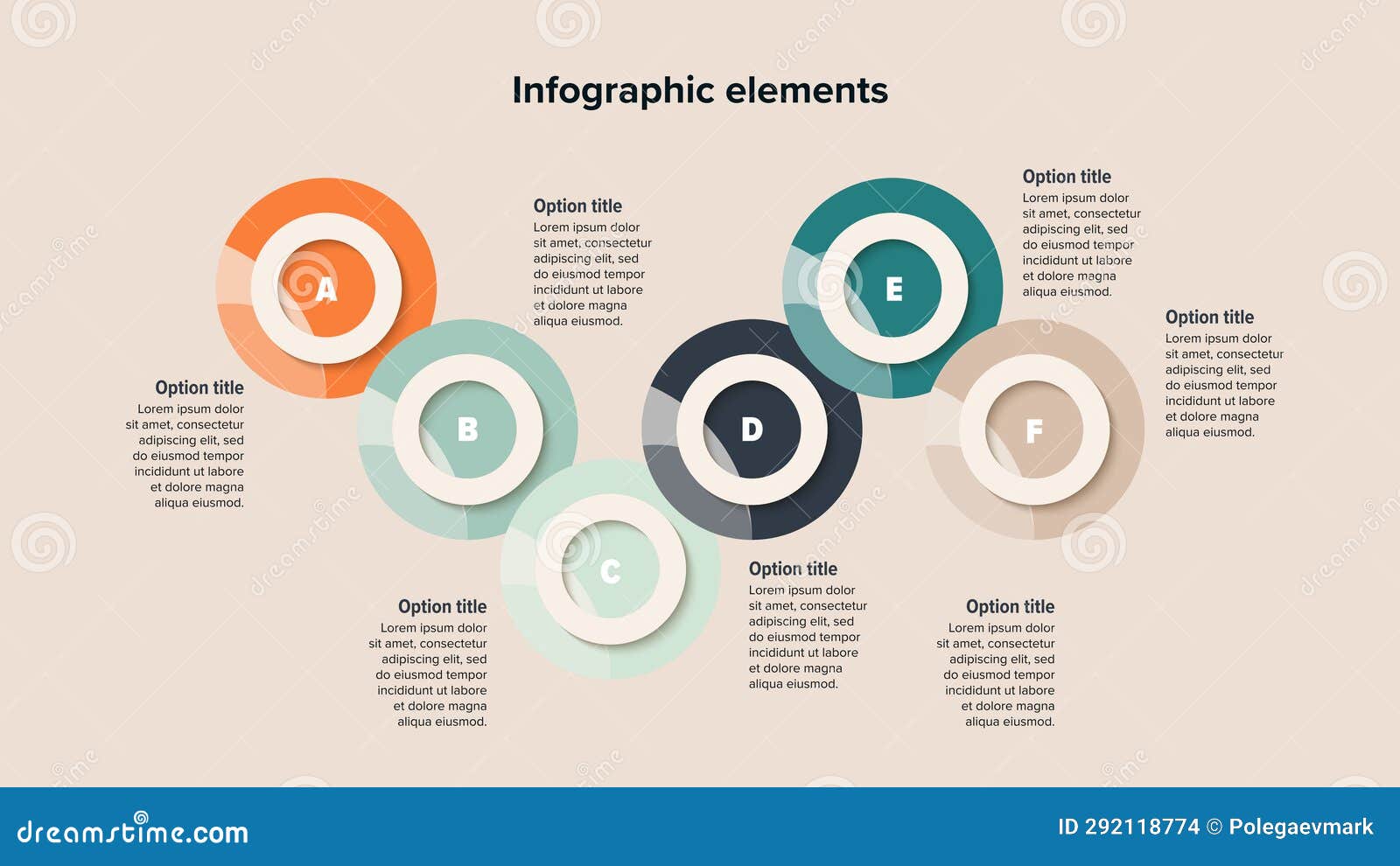 Business Process Chart Infographics with 6 Step Circles. Round Workflow ...