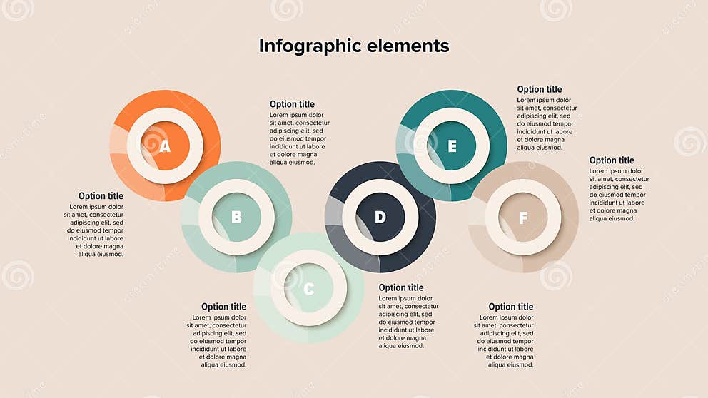 Business Process Chart Infographics with 6 Step Circles. Round Workflow ...