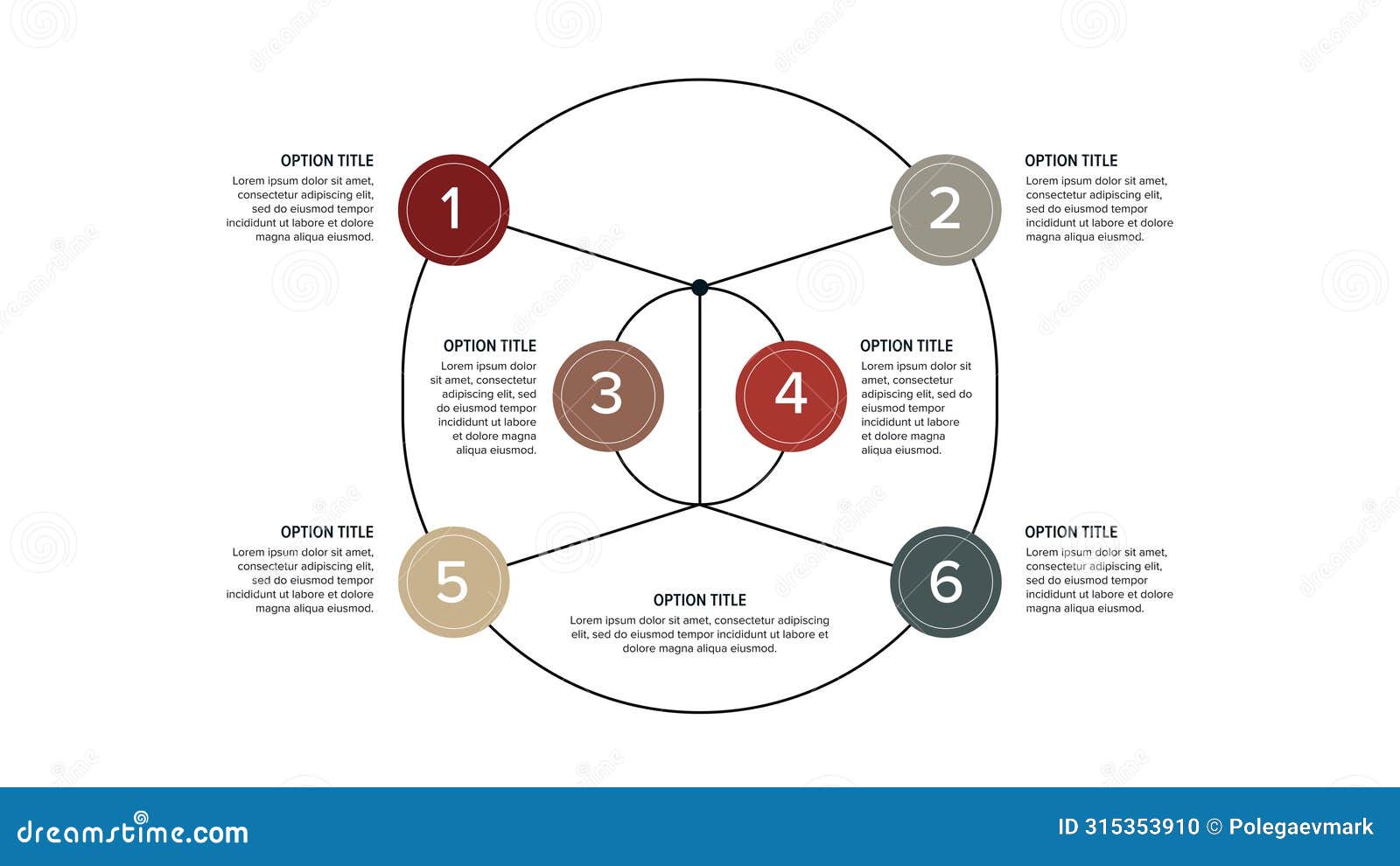 Business Process Chart Infographics With 6 Step Circles. Round Workflow ...