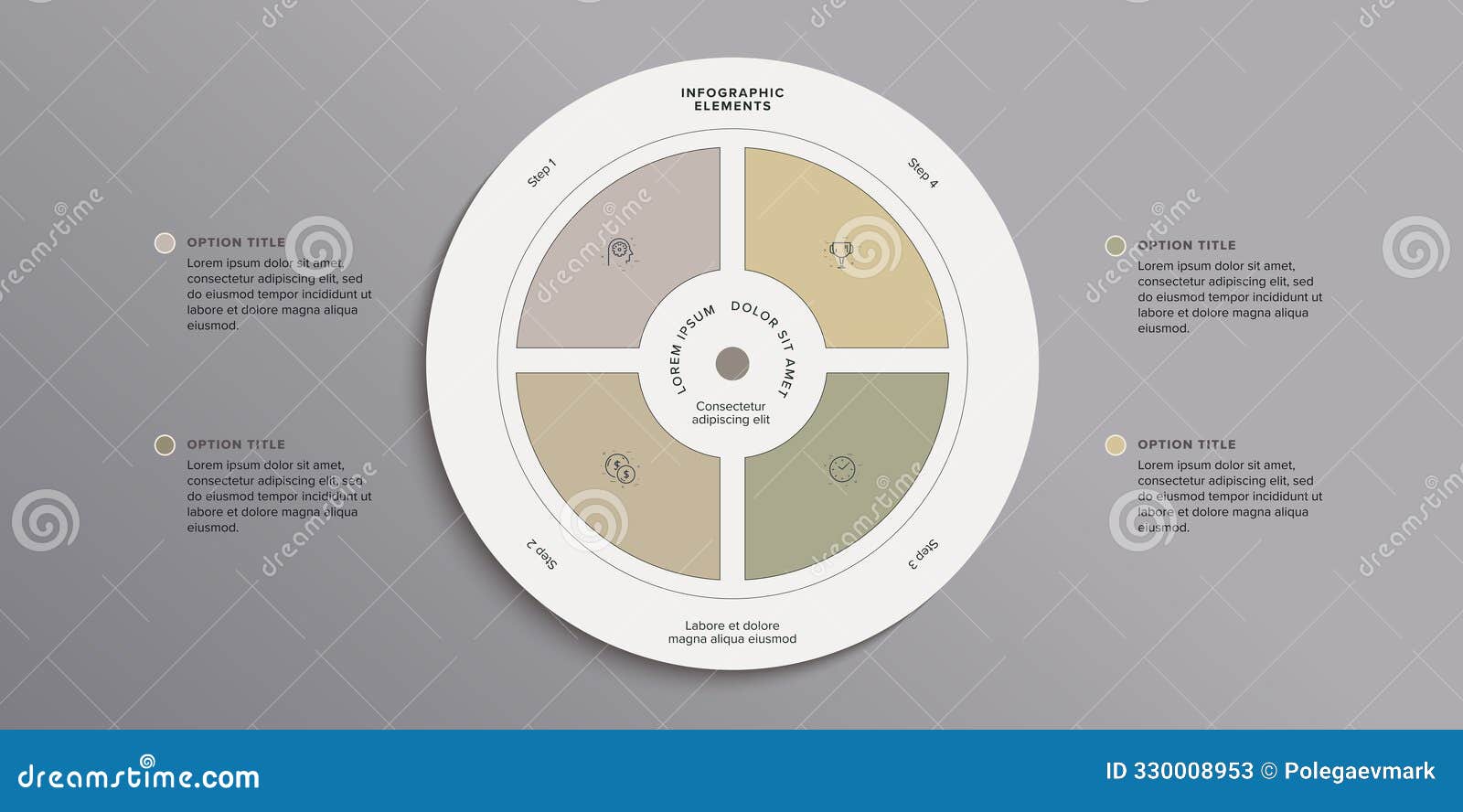 Business Process Chart Infographics With 4 Step Circles. Round Workflow ...