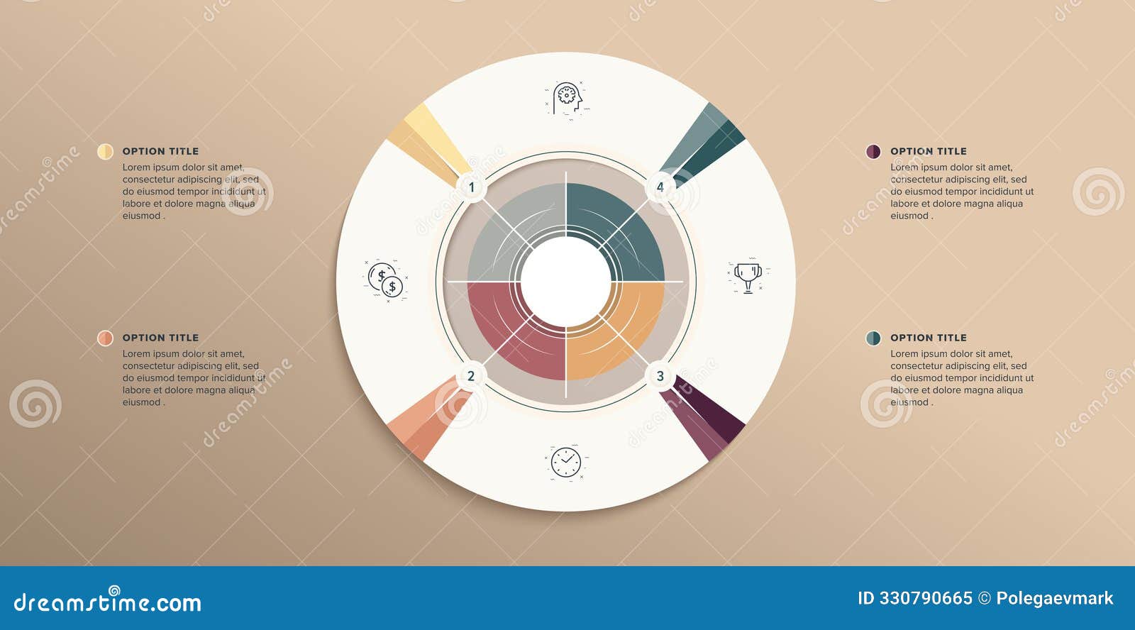 Business Process Chart Infographics with 4 Step Circles. Round Workflow ...