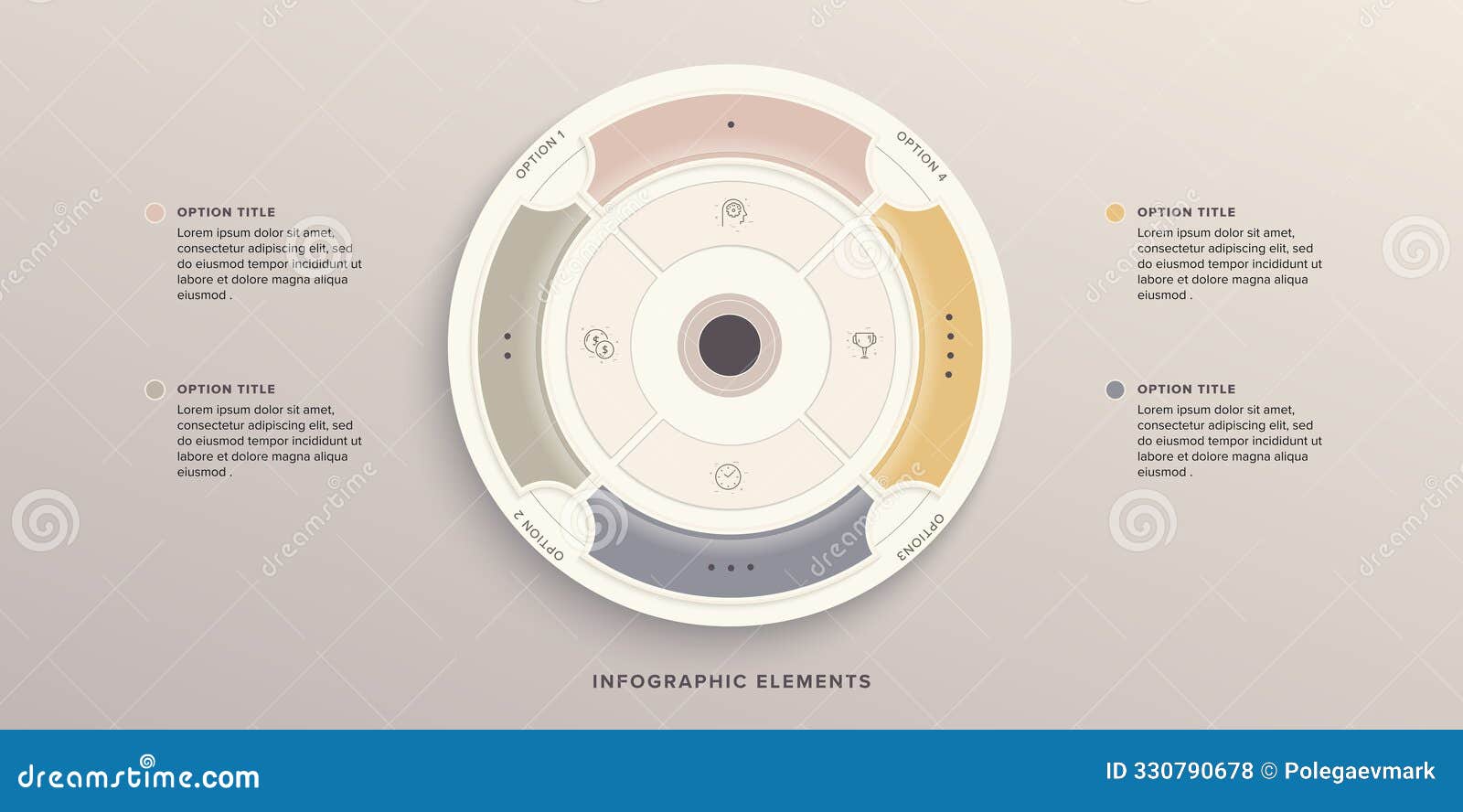 Business Process Chart Infographics with 4 Step Circles. Round Workflow ...