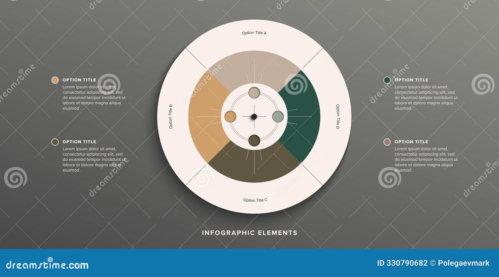 Business Process Chart Infographics With 4 Step Circles. Round Workflow ...