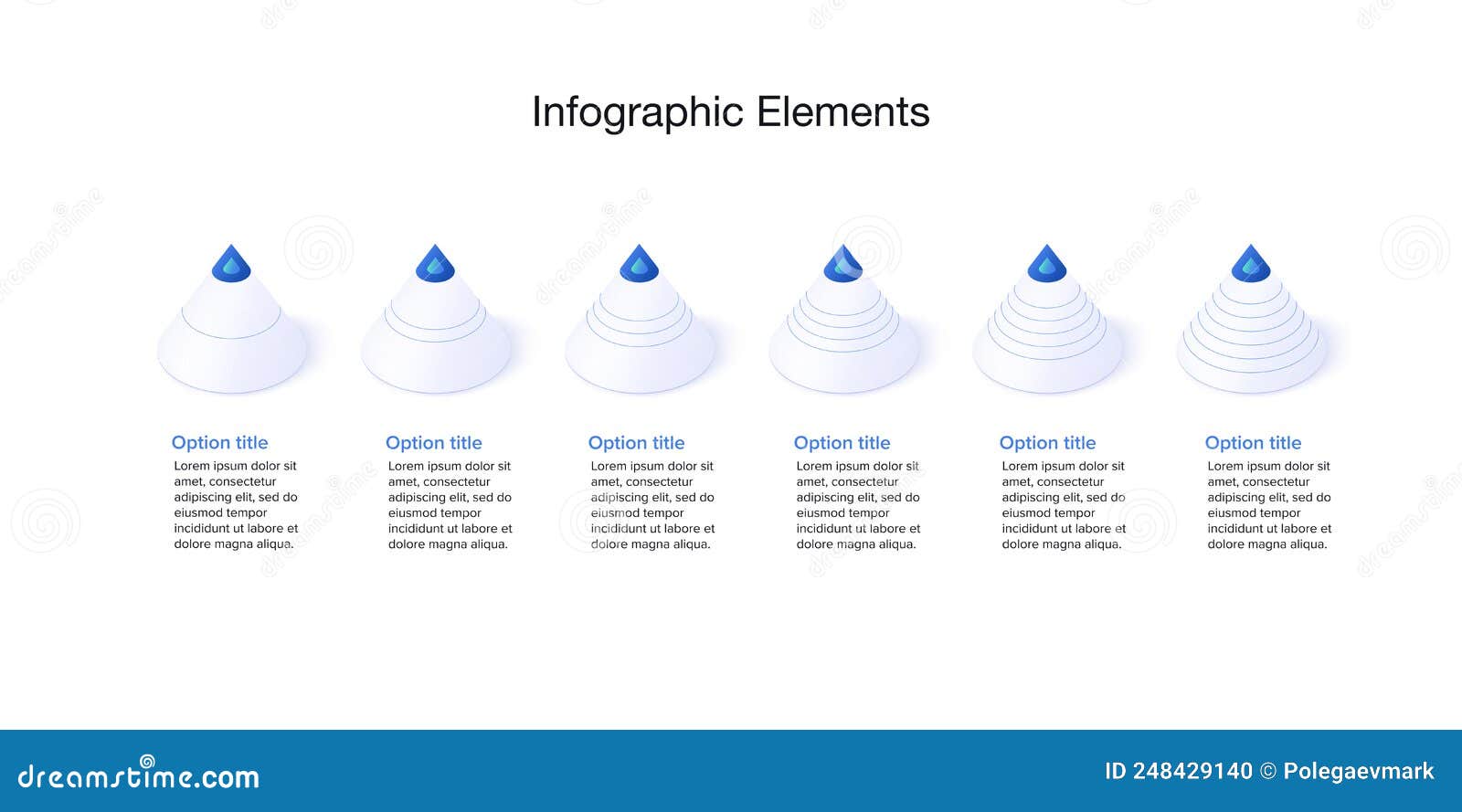 Business Process Chart Infographics with 6 Step Cones. Cubic Corporate ...