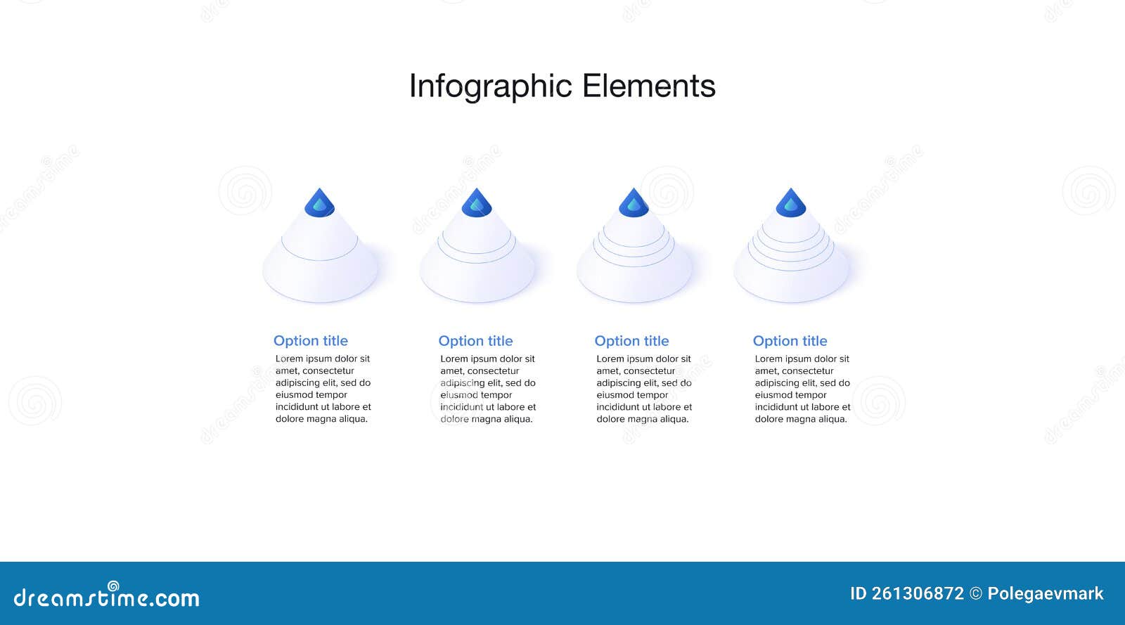 Business Process Chart Infographics with 4 Step Cones. Cubic Corporate Workflow Graphic Elements ...