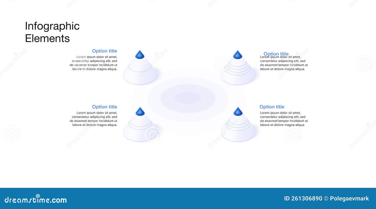 Business Process Chart Infographics with 4 Step Cones. Cubic Corporate ...