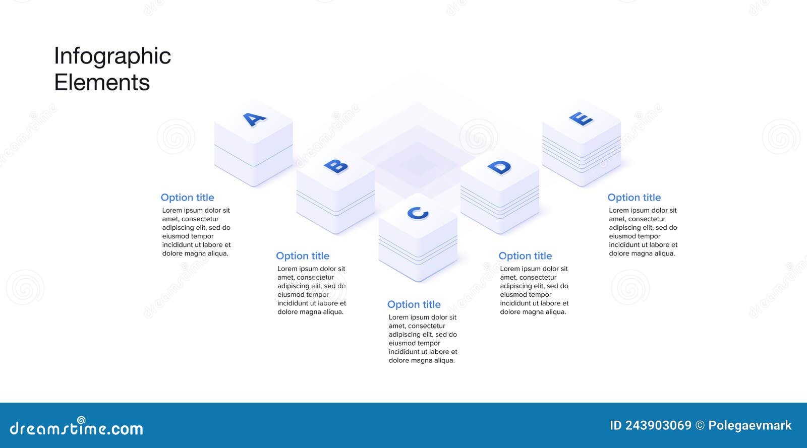 Business Process Chart Infographics with 5 Step Cubes. Cubic Corporate ...