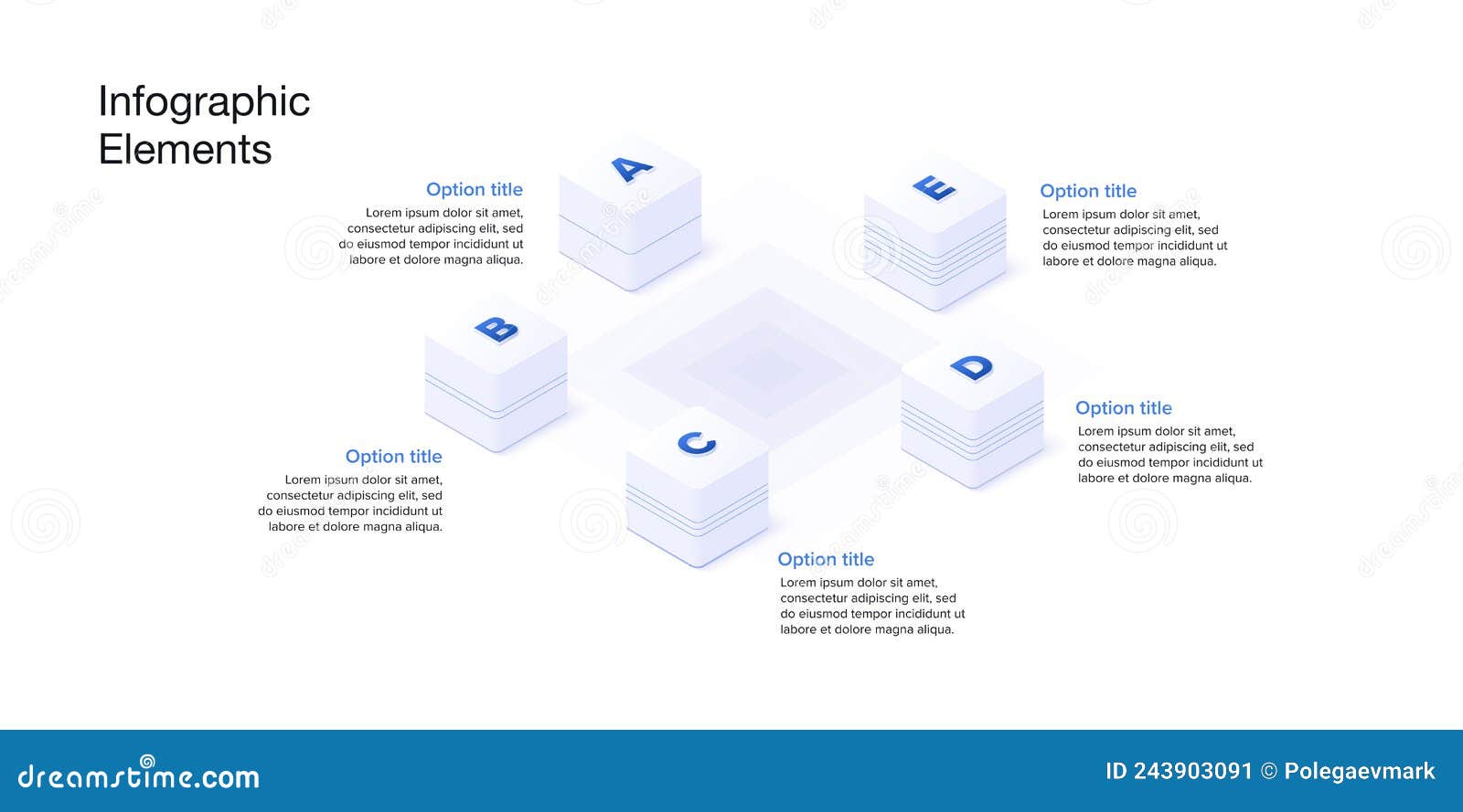 Business Process Chart Infographics with 5 Step Cubes. Cubic Corporate ...