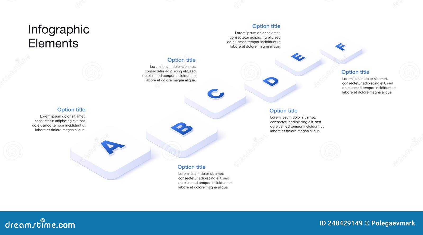 Business Process Chart Infographics with 6 Step Cubes. Cubic Corporate ...