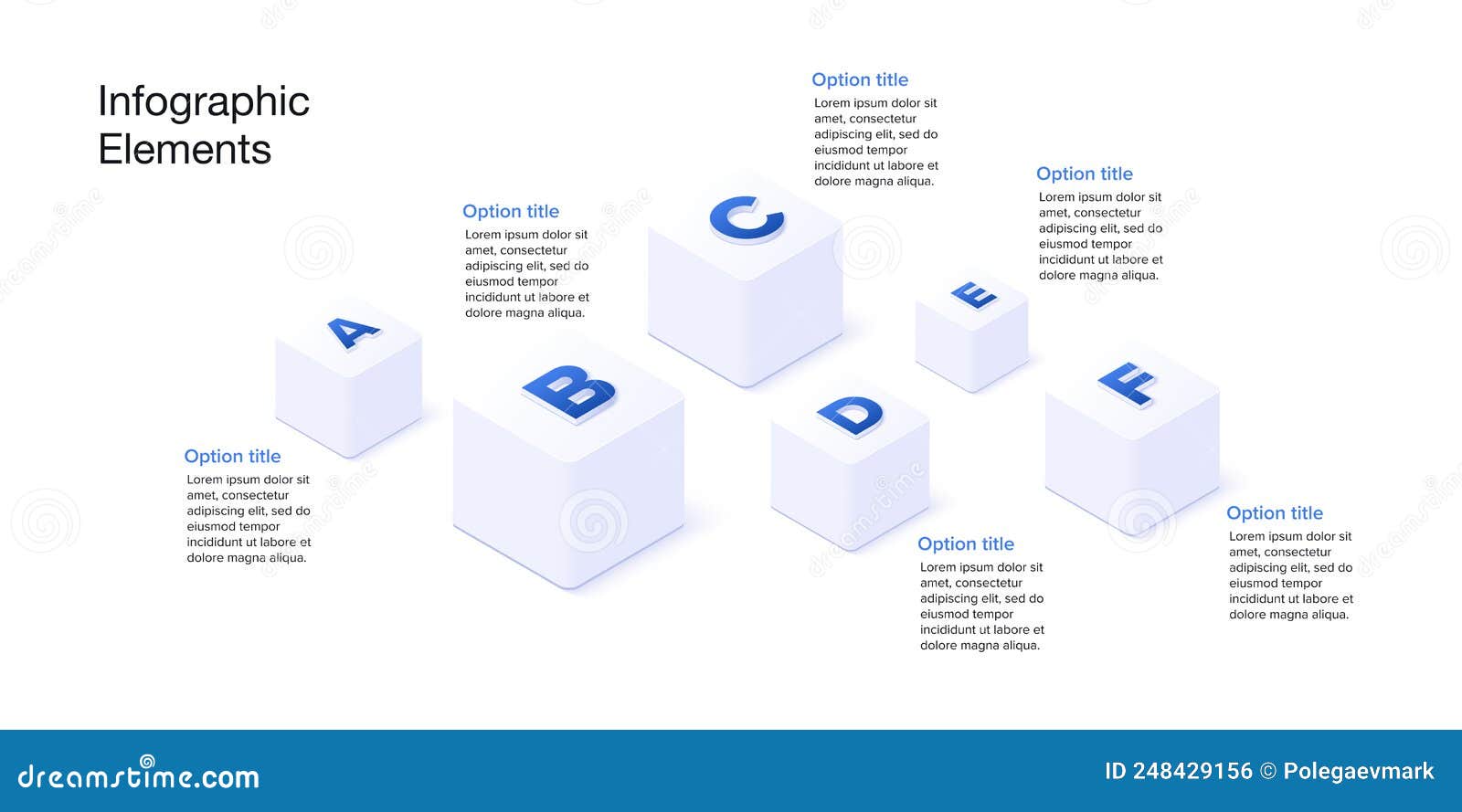 Business Process Chart Infographics with 6 Step Cubes. Cubic Corporate ...