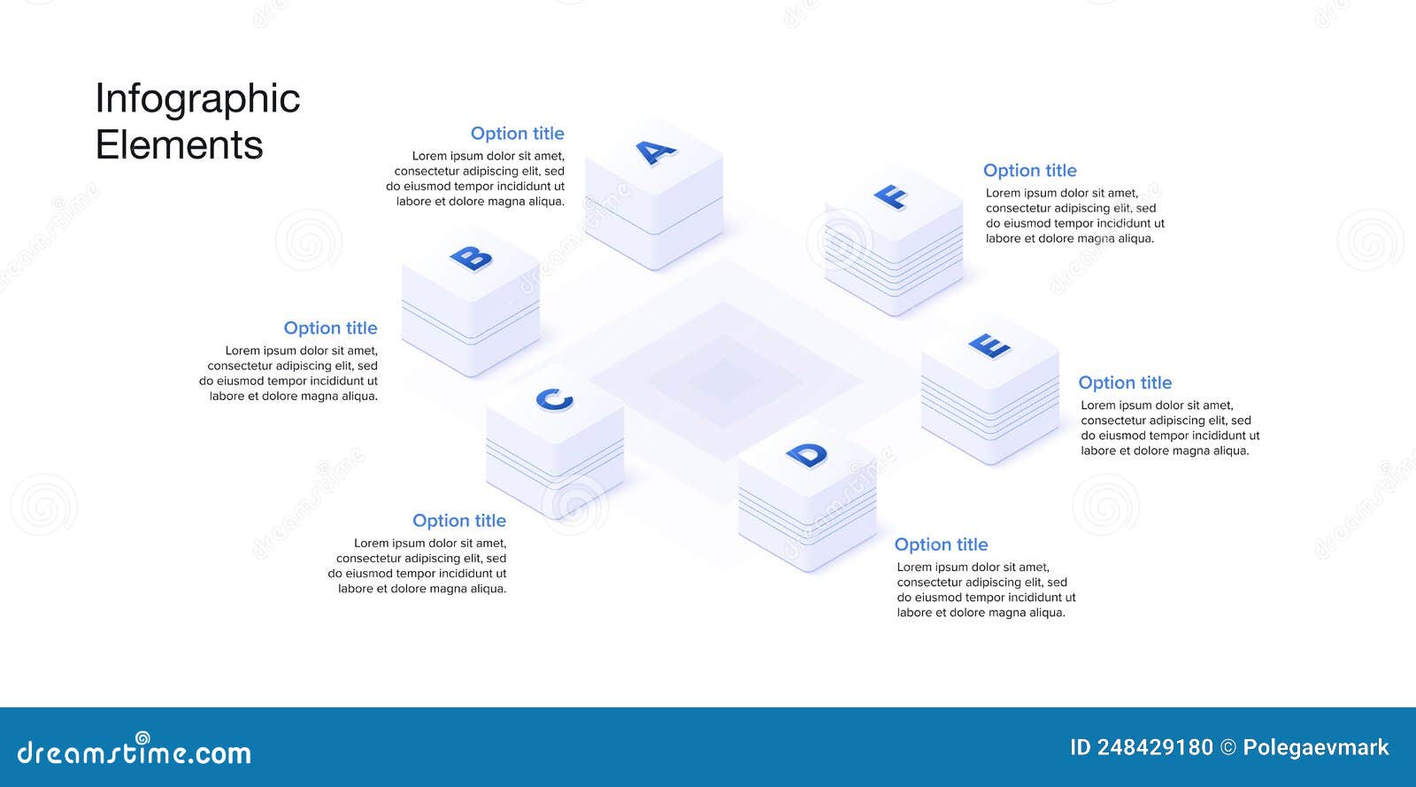 Business Process Chart Infographics with 6 Step Cubes. Cubic Corporate Workflow Graphic Elements ...