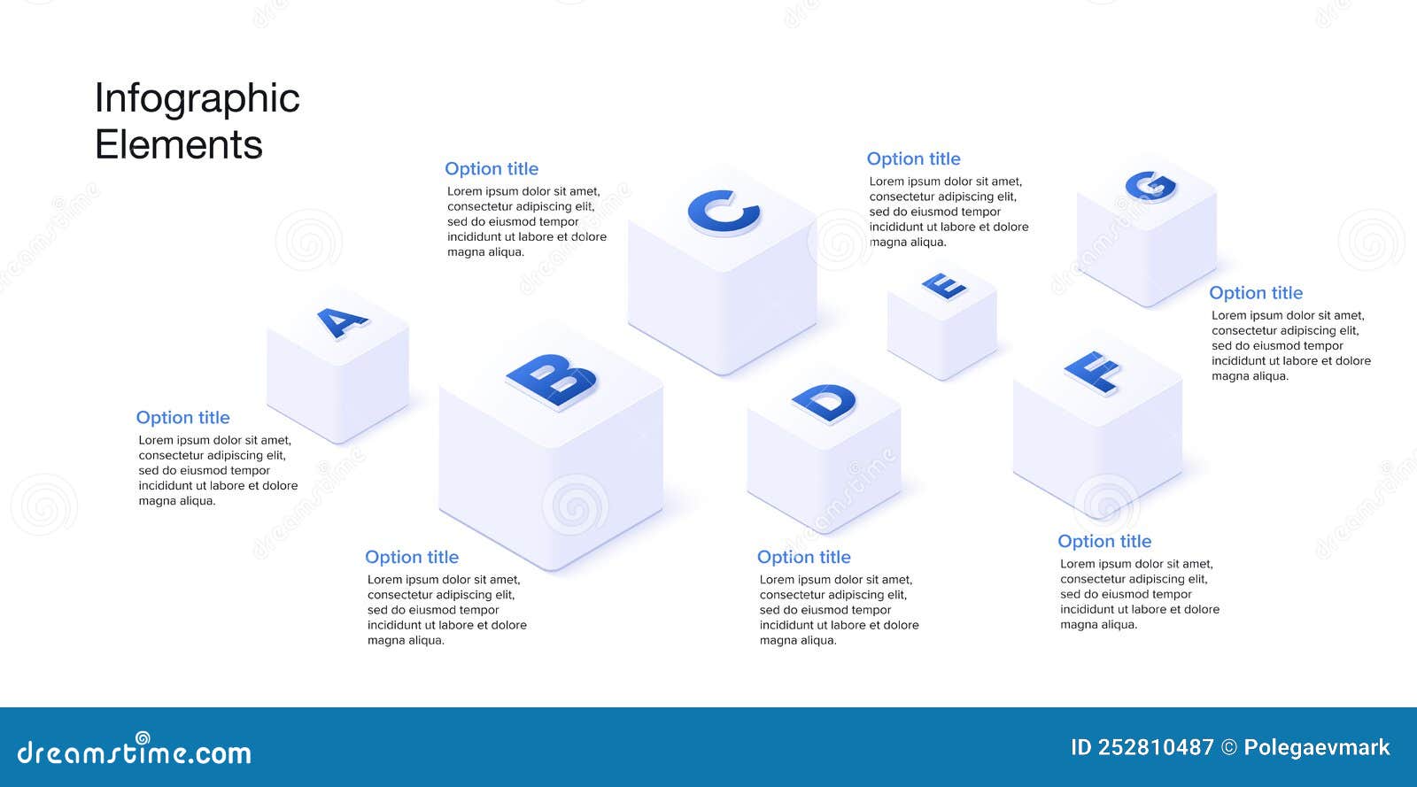 Business Process Chart Infographics with 7 Step Cubes. Cubic Corporate ...