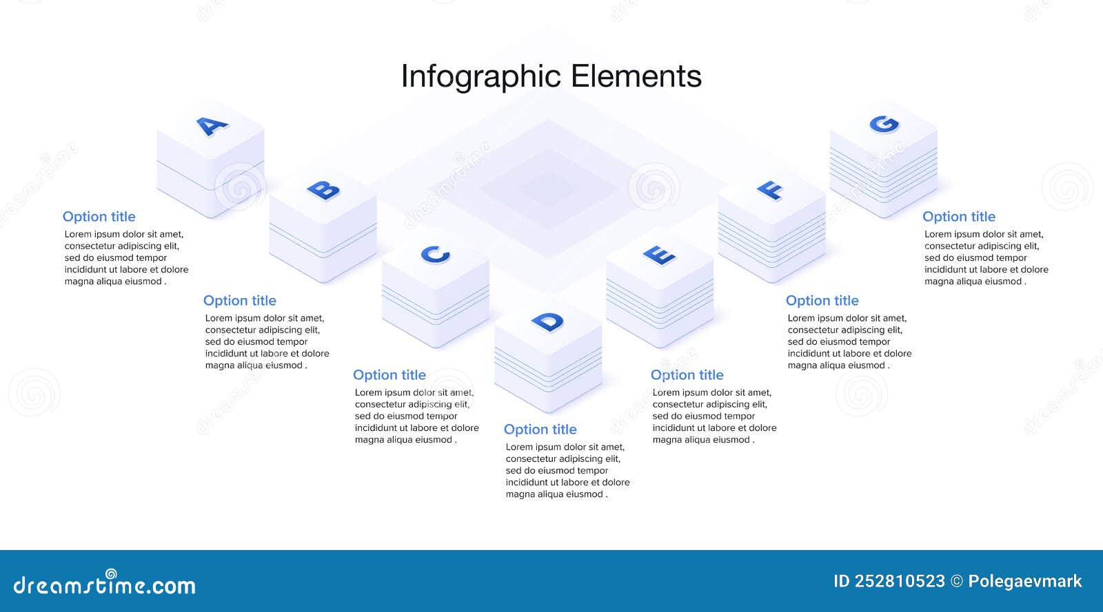 Business Process Chart Infographics with 7 Step Cubes. Cubic Corporate ...