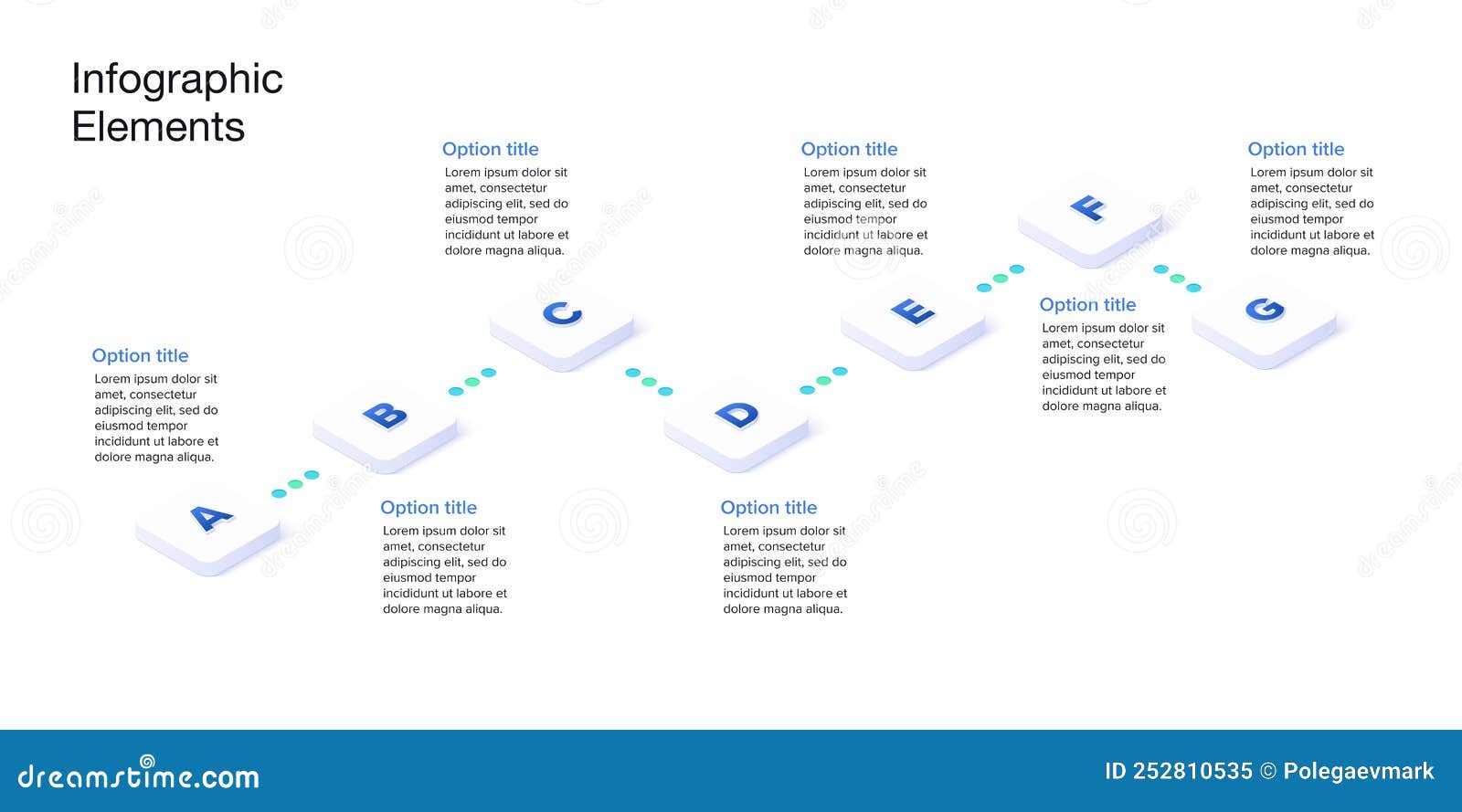 Business Process Chart Infographics with 7 Step Cubes. Cubic Corporate ...