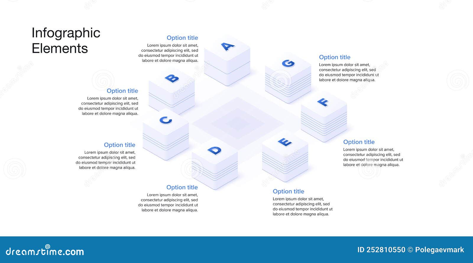 Business Process Chart Infographics with 6 Step Cubes. Cubic Corporate ...