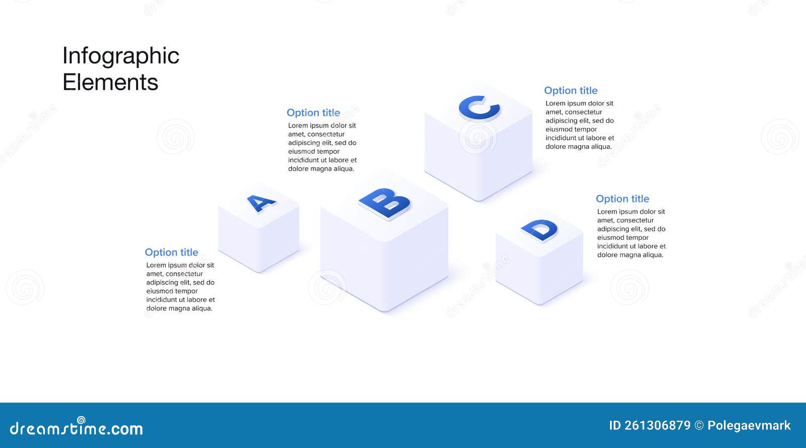 Business Process Chart Infographics with 4 Step Cubes. Cubic Corporate ...