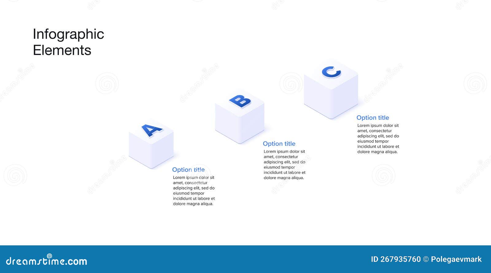 Business Process Chart Infographics with 3 Step Cubes. Cubic Corporate ...