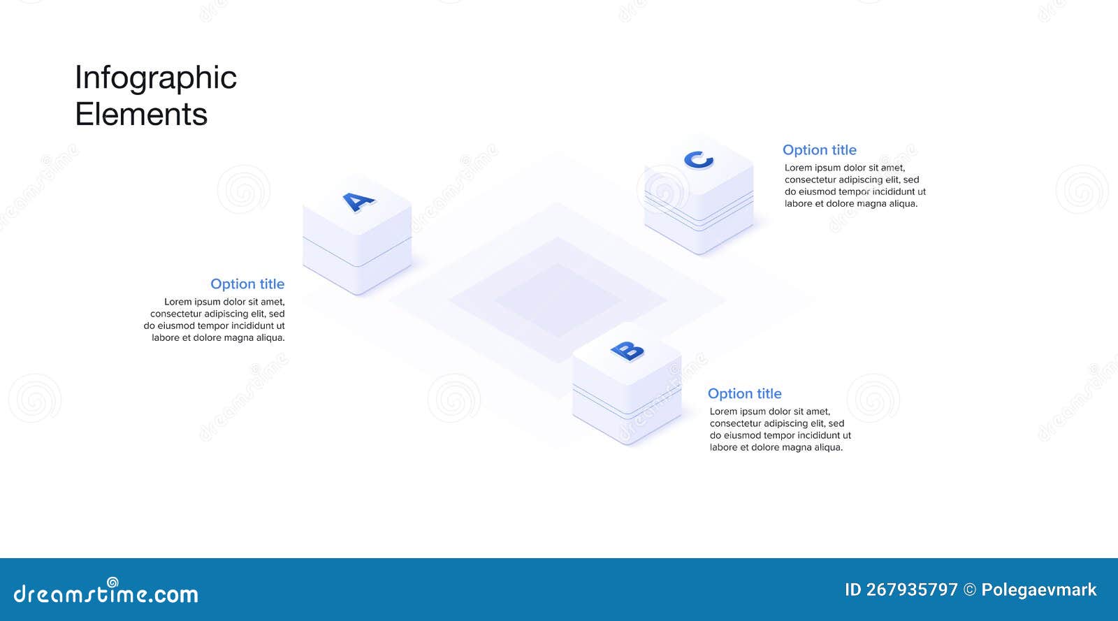 Business Process Chart Infographics with 3 Step Cubes. Cubic Corporate ...