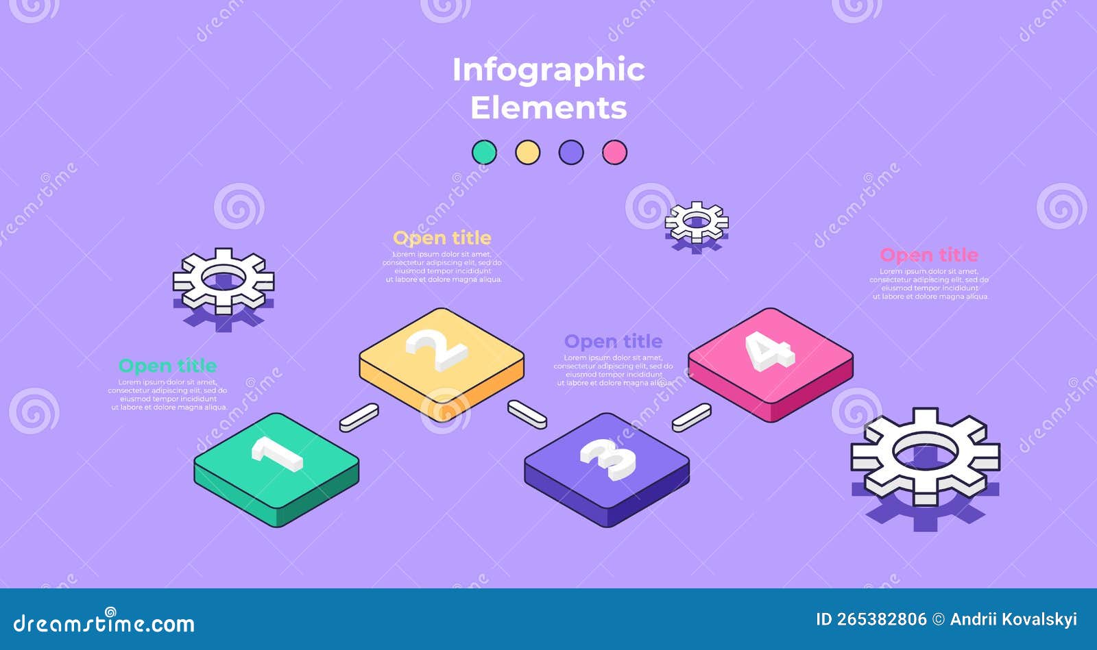 Business Process Chart Infographics with 4 Step Cubes. Isometric ...