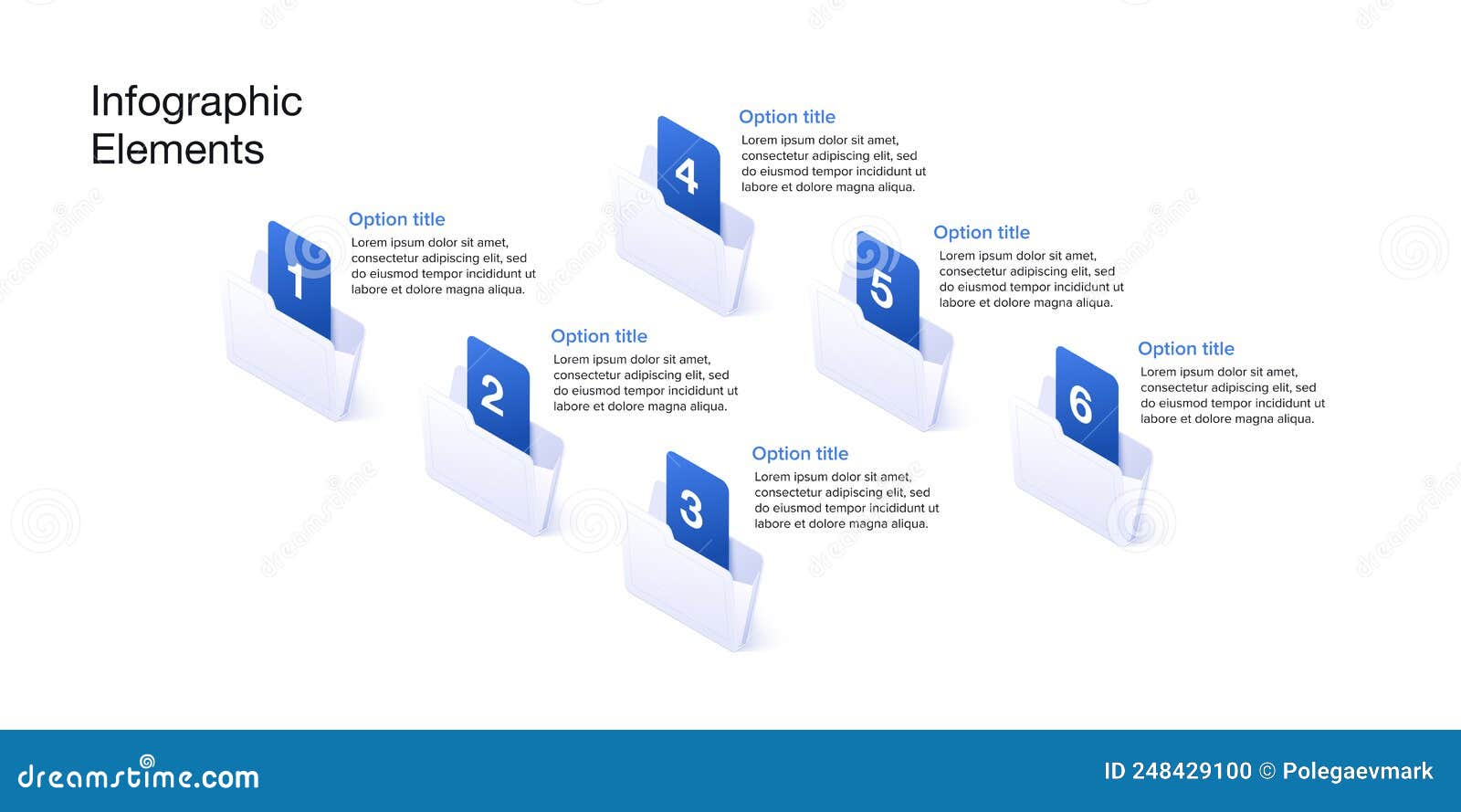 Business Process Chart Infographics with 6 Step Folders. Corporate ...