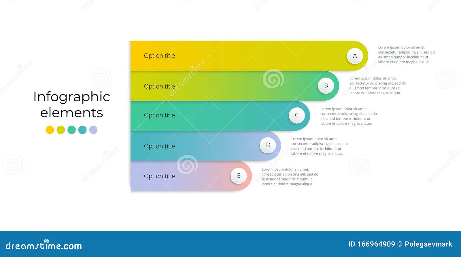 Business Process Chart Infographics with 5 Step Lines. Linear Corporate ...