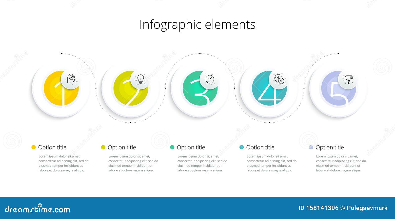 Business Process Chart Infographics with 5 Step Options. Square ...