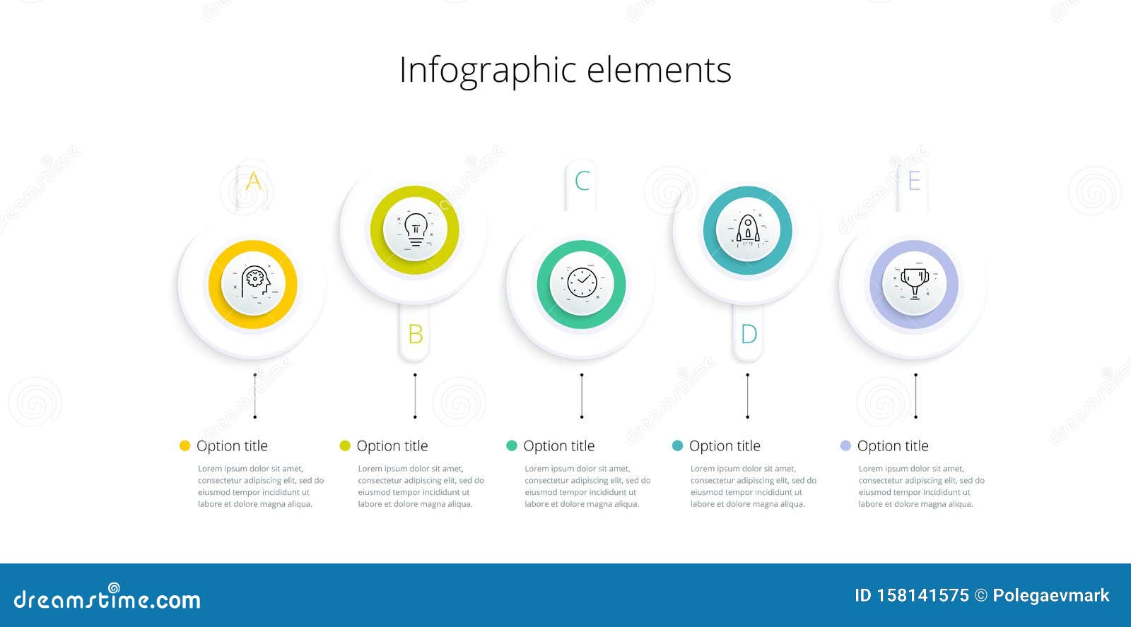 Business Process Chart Infographics with 5 Step Options. Square ...