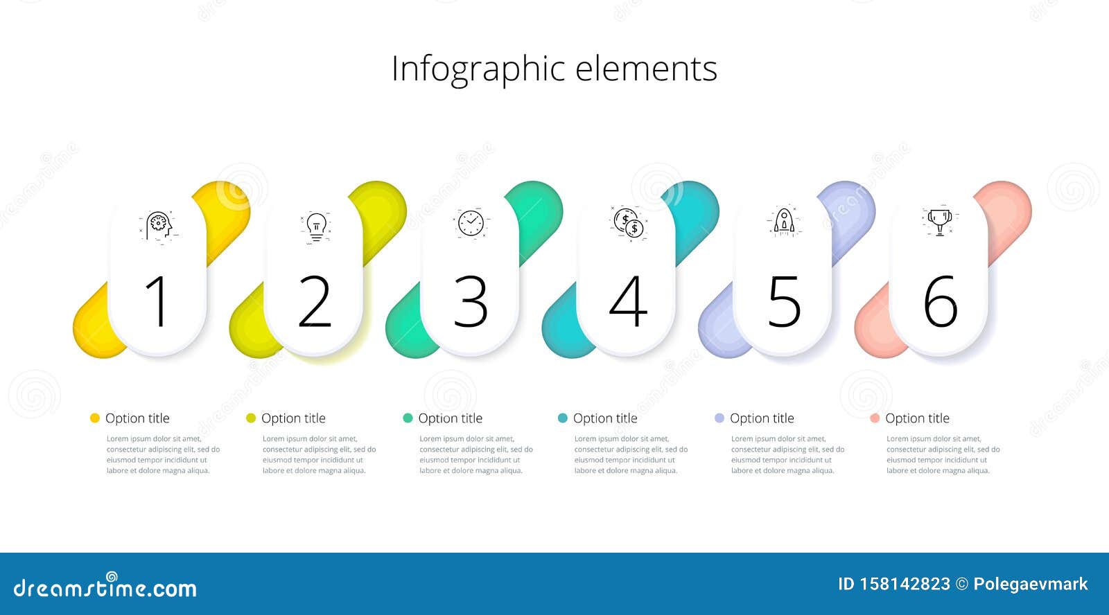 Business Process Chart Infographics with 6 Step Options. Square ...