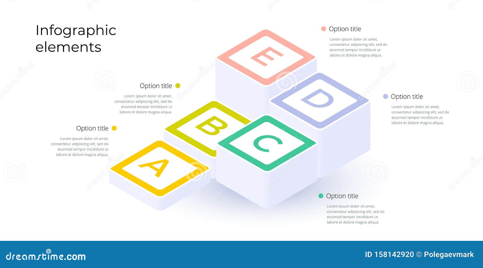 Business Process Chart Infographics with 5 Step Options. Square ...