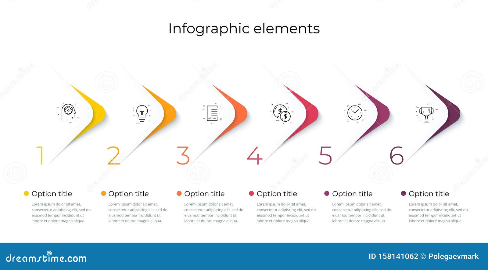 Business Process Chart Infographics with 6 Step Options. Square ...