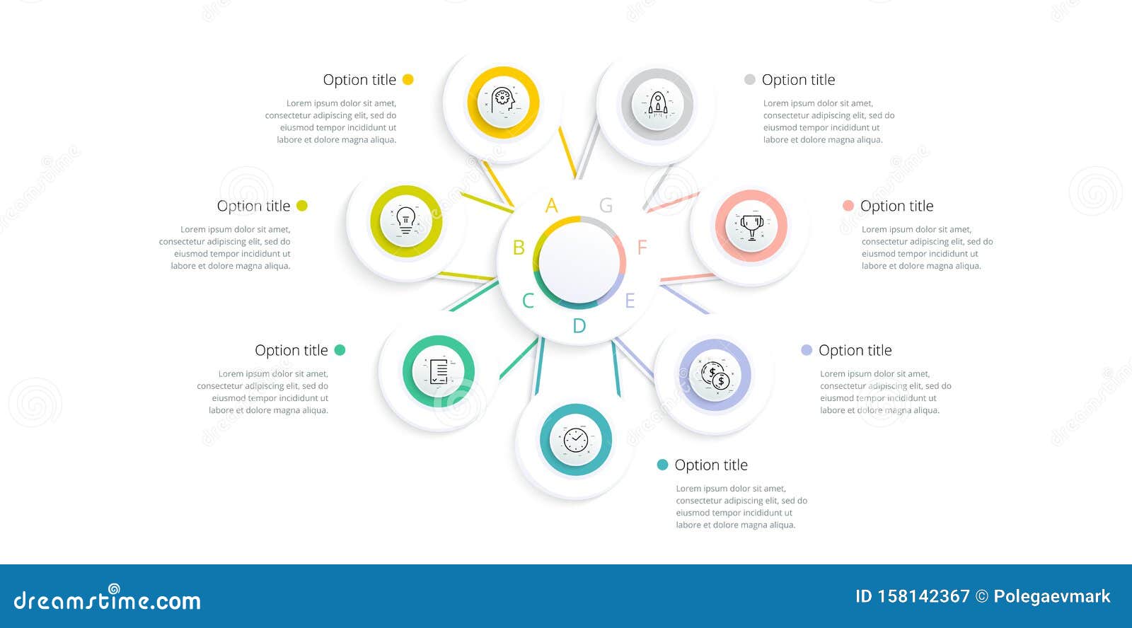 Business Process Chart Infographics With 7 Step Options. Square ...