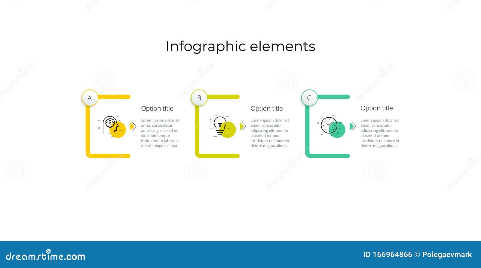 Business Process Chart Infographics with 3 Step Rectangles. Rectangular Corporate Workflow ...