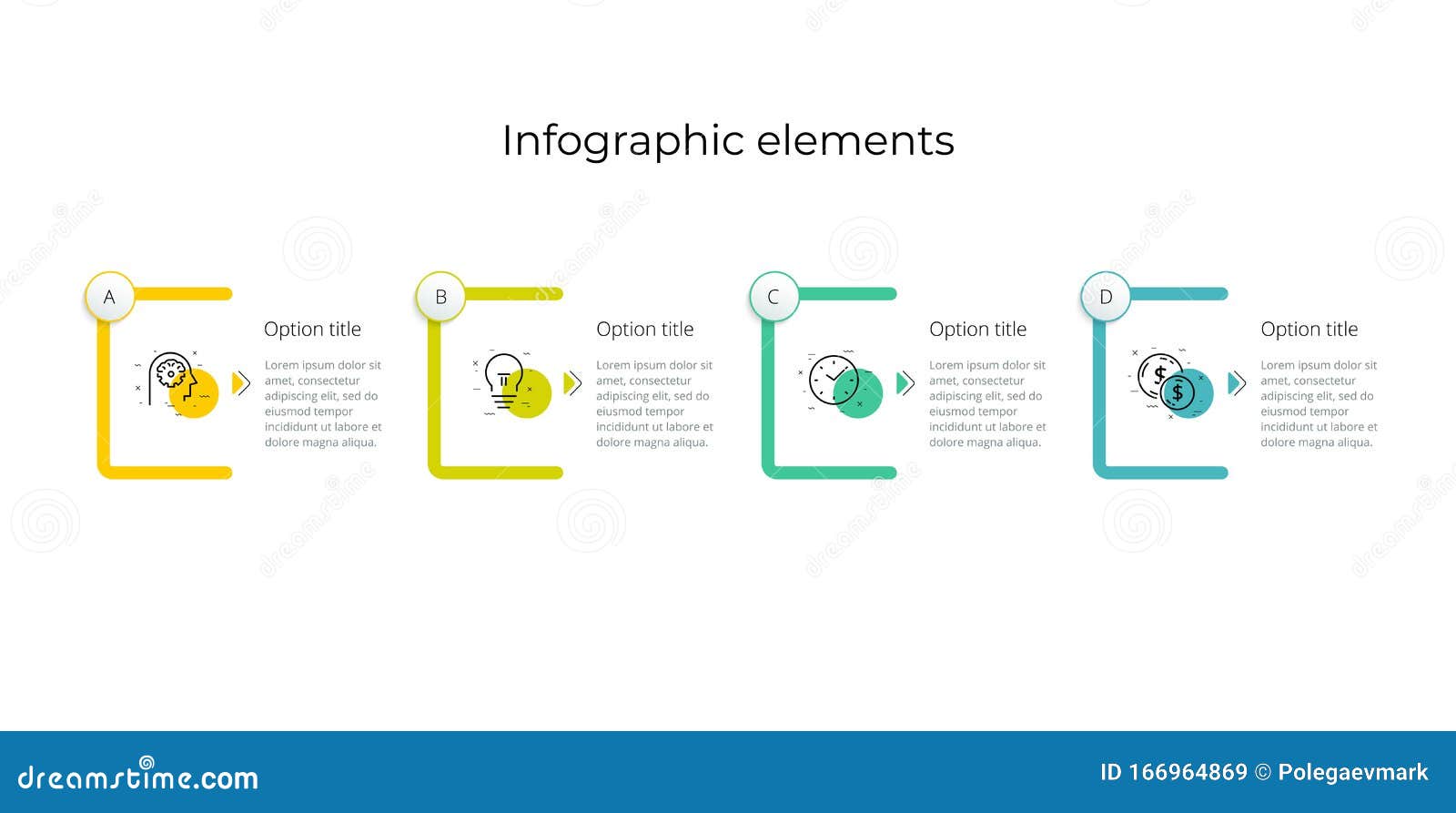 Business Process Chart Infographics with 4 Step Rectangles. Rectangular Corporate Workflow ...
