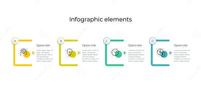 Business Process Chart Infographics with 4 Step Rectangles. Rectangular Corporate Workflow ...