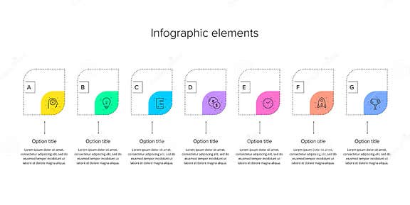 Business Process Chart Infographics with 7 Step Rectangles. Rectangular Corporate Workflow ...