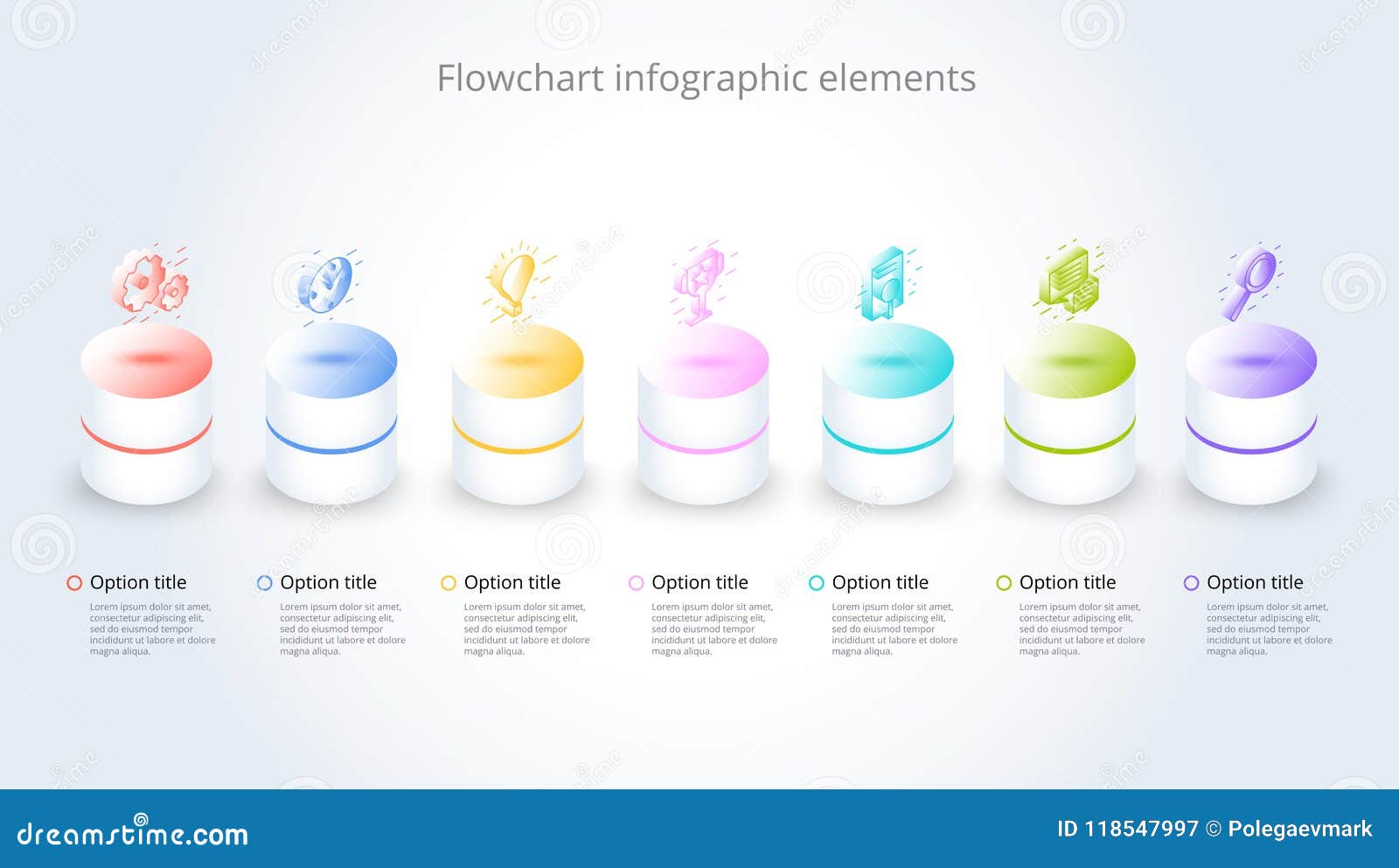 Business Process Chart Infographics with 7 Step Segments. Circular ...