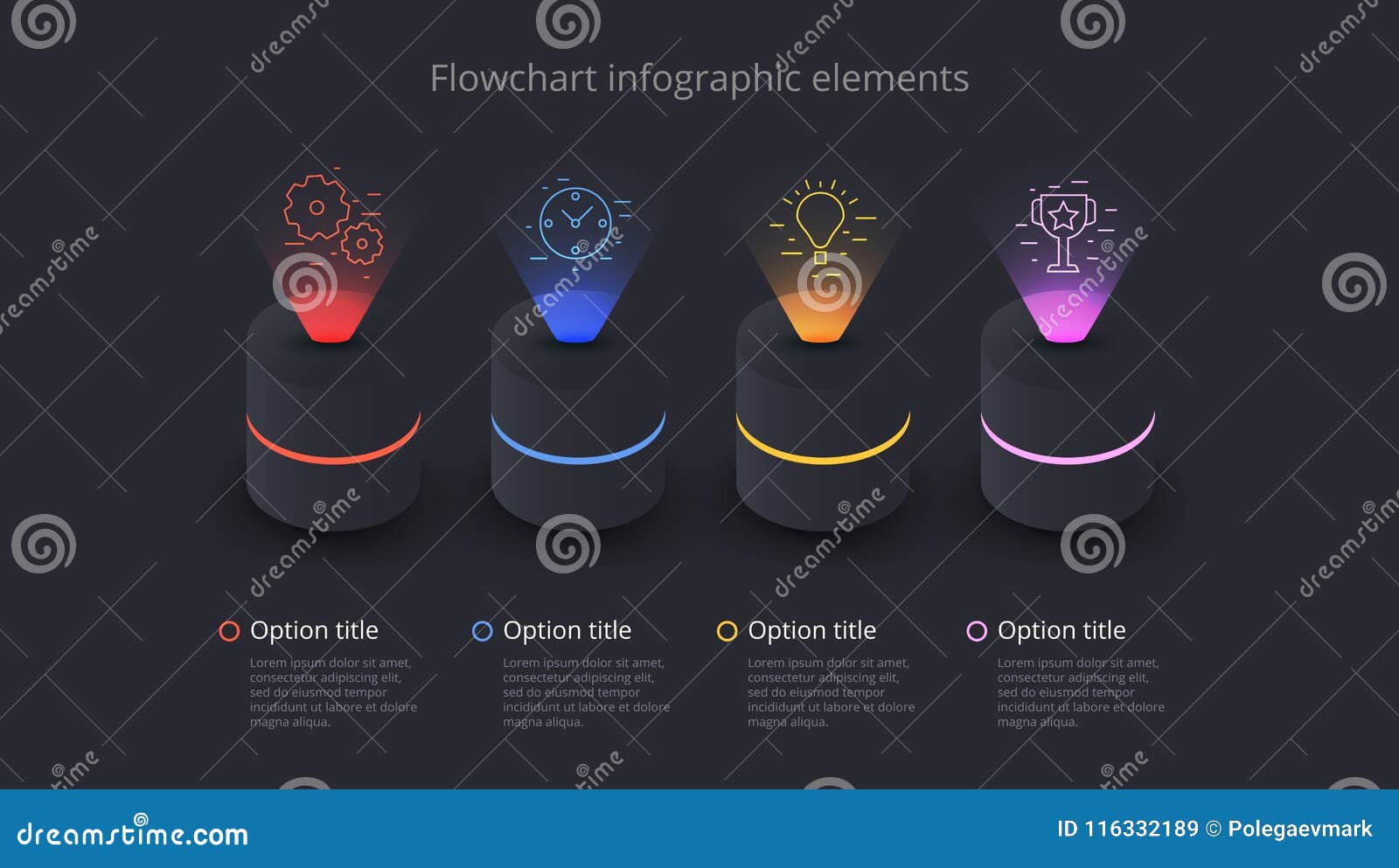 Business Process Chart Infographics with 4 Step Segments. Circular ...