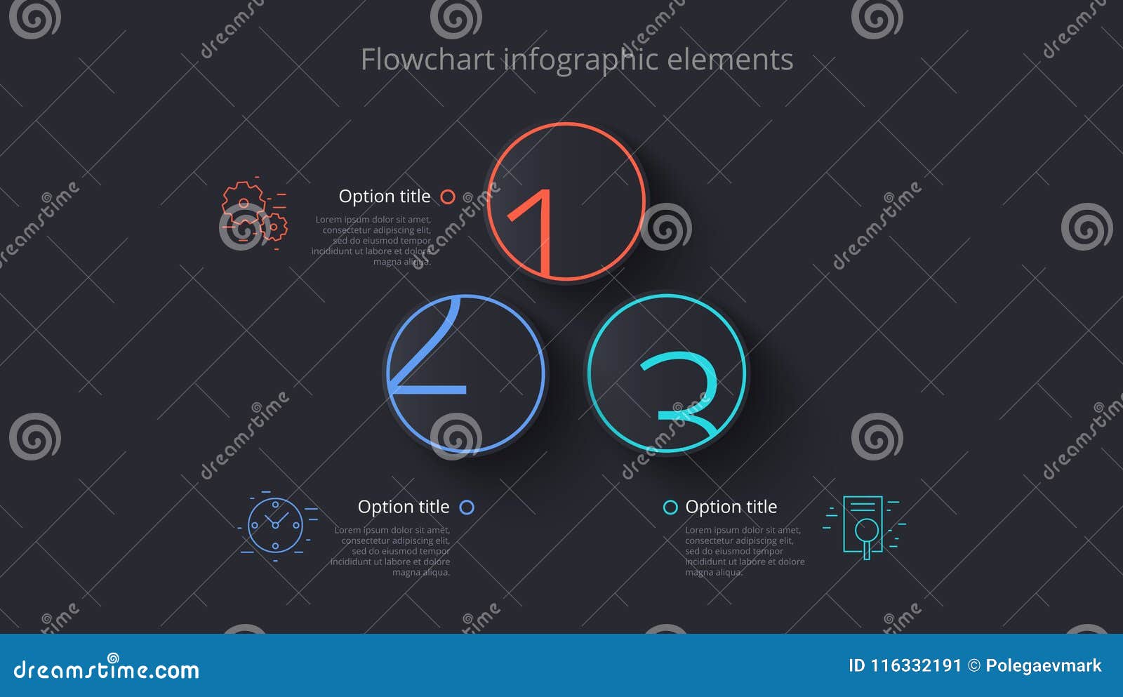 Business Process Chart Infographics with 3 Step Segments. Circular ...