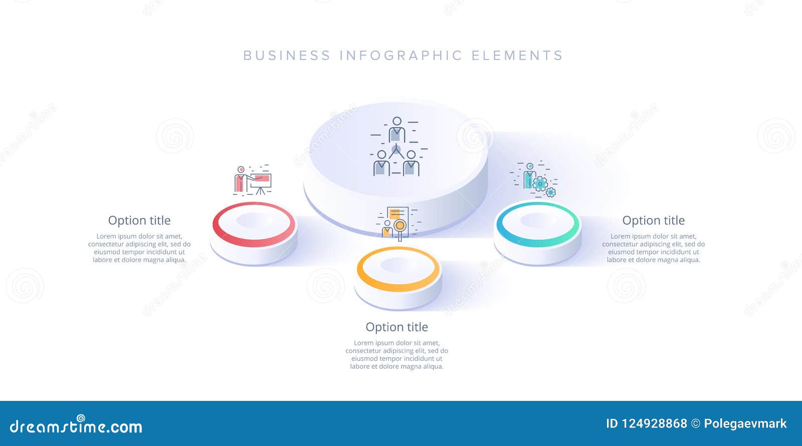 Business Process Chart Infographics with 3 Step Segments. Isometric 3d ...