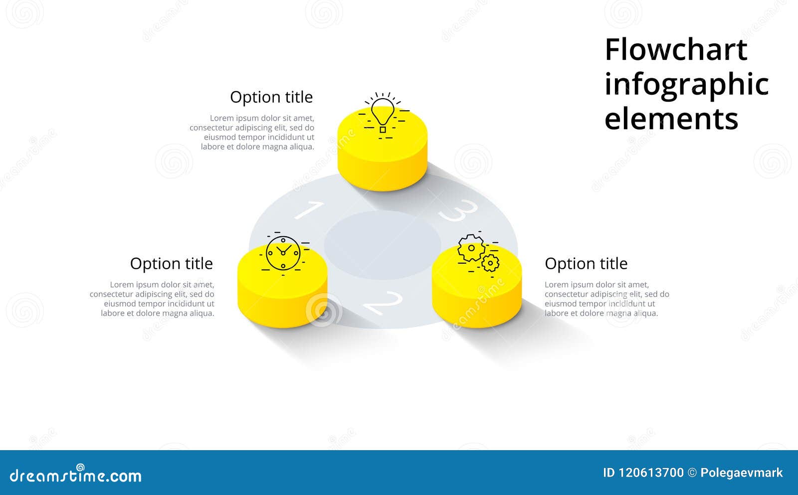 Business Process Chart Infographics with 3 Step Segments. Isometric 3d ...
