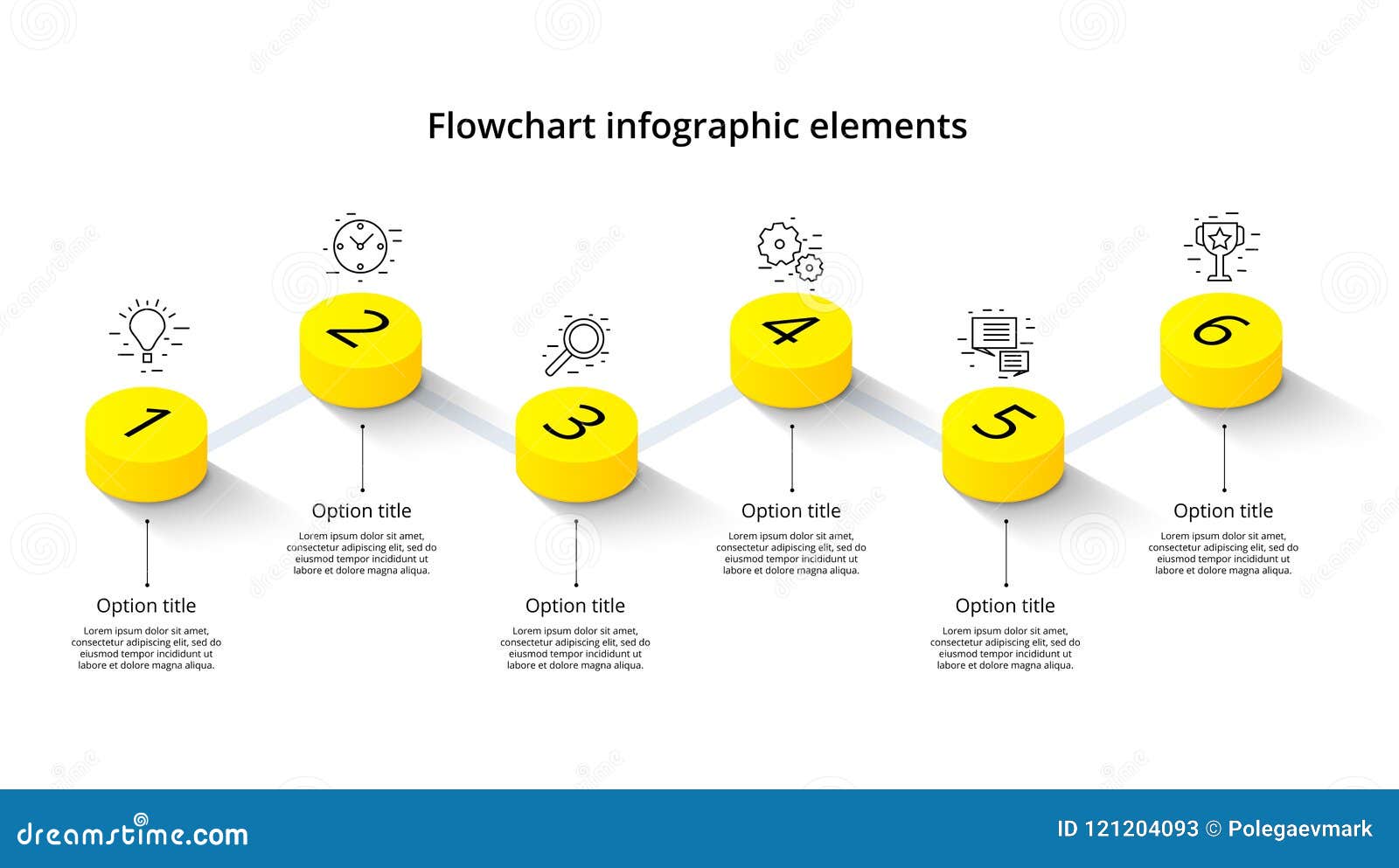 Business Process Chart Infographics with 6 Step Segments. Isometric 3d ...