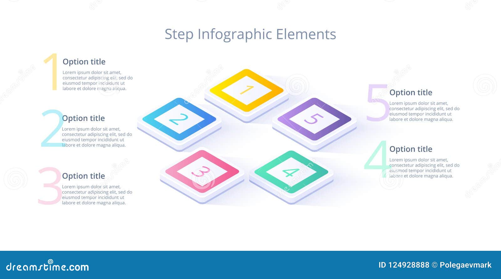 Business Process Chart Infographics with 5 Step Segments. Isometric 3d ...